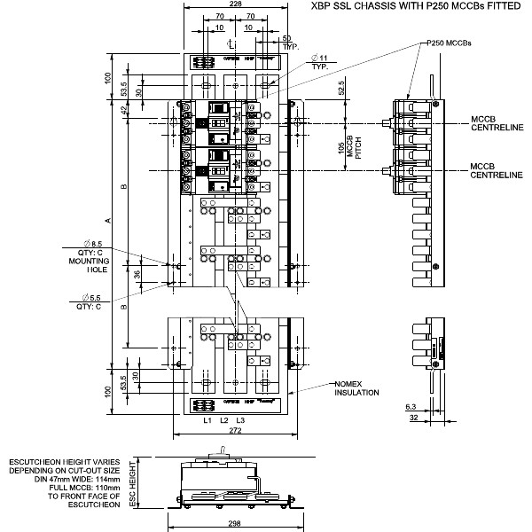 NHP Terasaki TemBreak PRO TemWay XBP Chassis Single Sided LH 800A ...