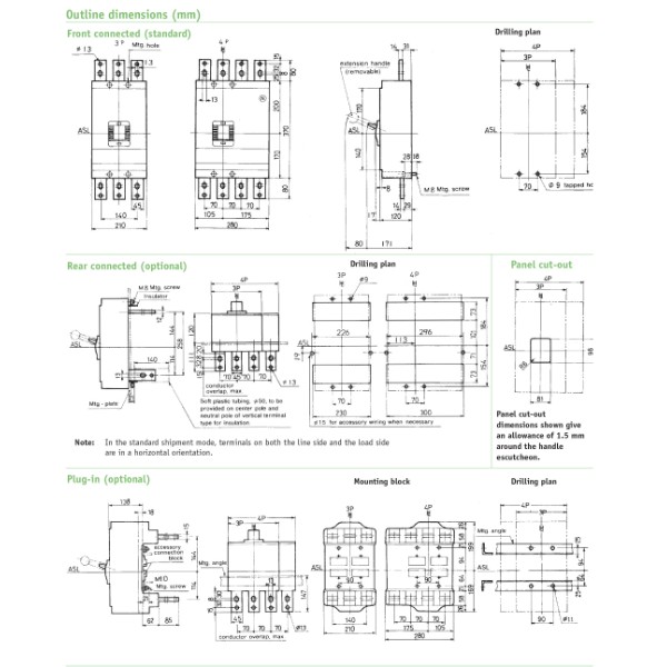 Terasaki TemBreak 1 MCCB DC 3Pole 1250A Front Connect