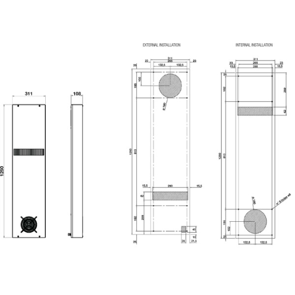 Cosmotec XVA Heat Exchanger Indoor Air To Air 230V AC Mild Steel 80WK