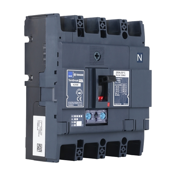 Terasaki TemBreak PRO MCCB 250 Frame 25kA 4P 250A Adj. Thermal Adj ...