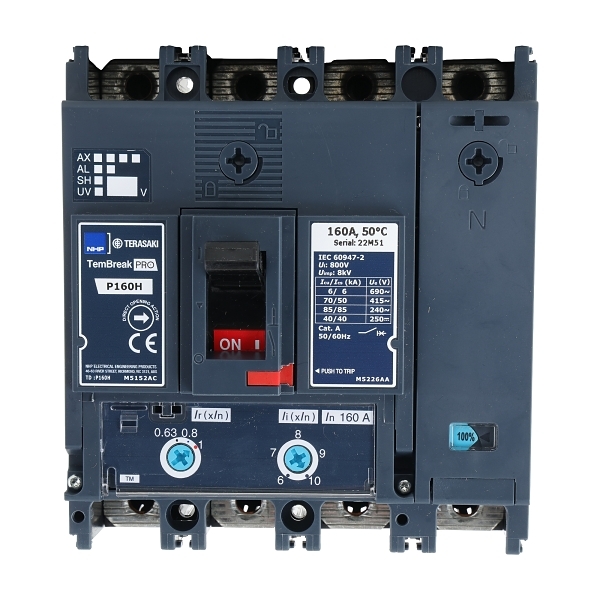 Terasaki TemBreak PRO MCCB 160 Frame 70kA 4P 160A Adj. Therm. Adj. Mag.