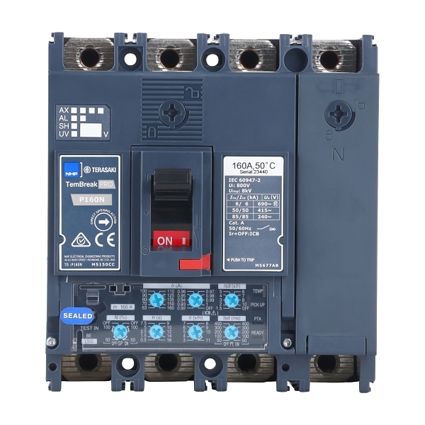 Terasaki TemBreak PRO MCCB 160 Frame 50kA 4P 160A Basic Electronic with GF