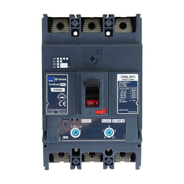 Terasaki TemBreak PRO MCCB 250 Frame 70kA 3P 100A Adj. Thermal Adj ...