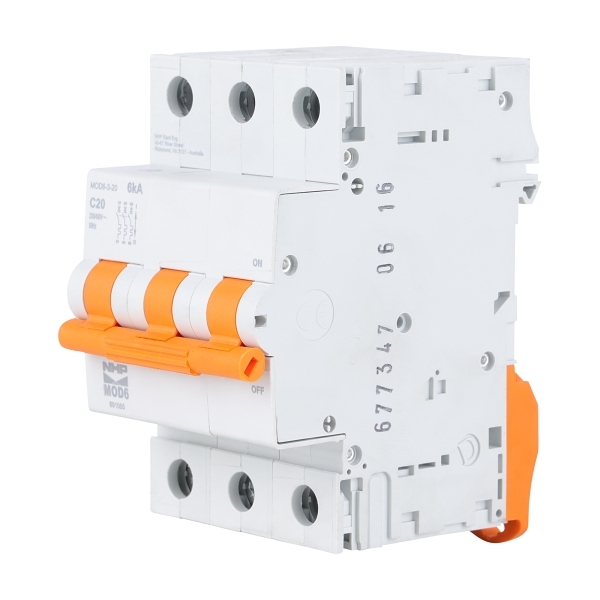 NHP MOD6 Miniature Circuit Breaker 6kA 3Pole 16A C Curve