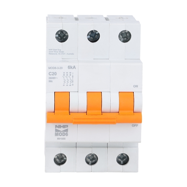 NHP MOD6 Miniature Circuit Breaker 6kA 3Pole 32A C Curve