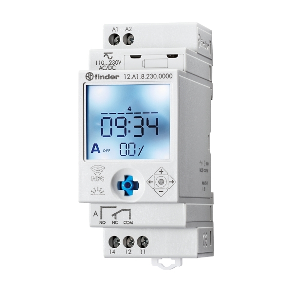 Finder 12 Series Digital Time Switch 1 Changeover 50MEM 230V AC Astro NFC