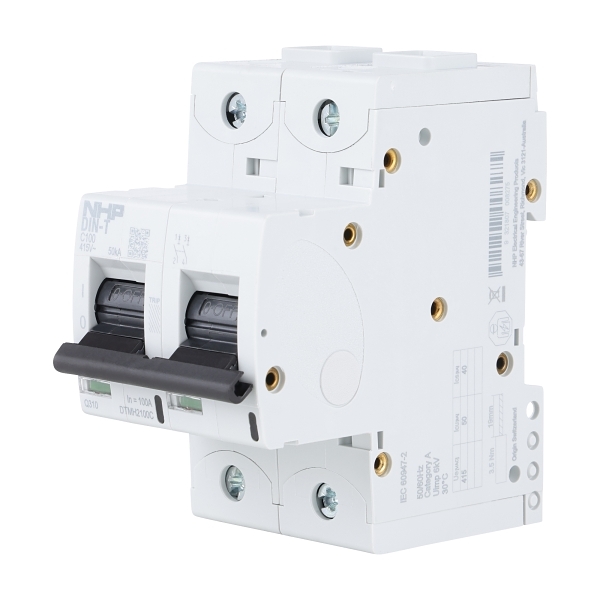 NHP DIN-T Miniature Circuit Breaker 10H 2Pole 100A D Curve