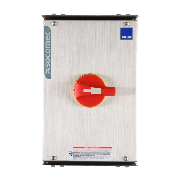Socomec ISO Enclosed Isolator, IP 65 Stainless Steel, Handle - Red, 4 ...