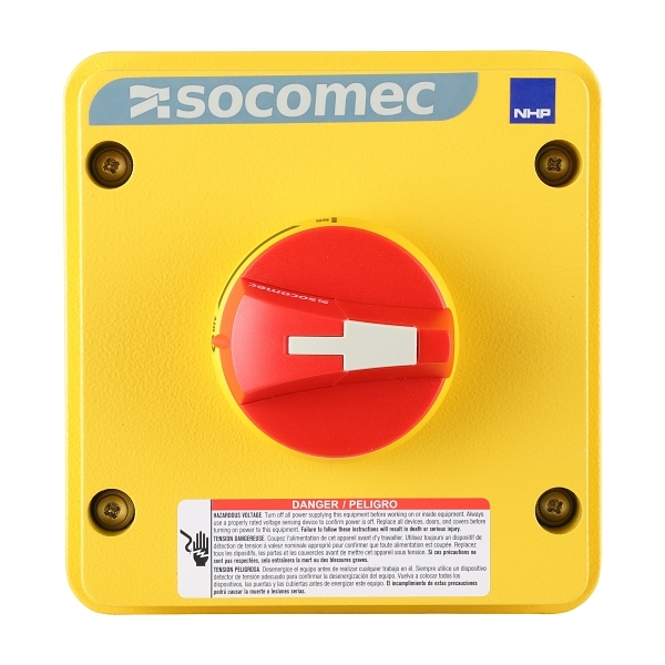 Socomec ISO Enclosed Isolator, IP 65 Aluminium Yellow, Handle - Red, 4P 25A