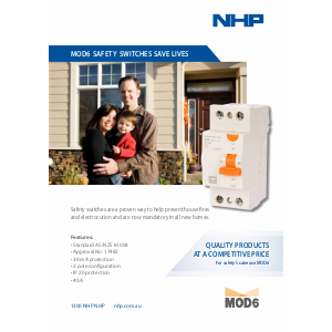 NHP MOD6 Residual Current Device - Short body w/ Overcurrent 6kA 20A ...