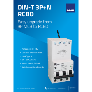 NHP DIN-T DINSAFE Residual Current Devices Add on module Clip On 3Pole ...