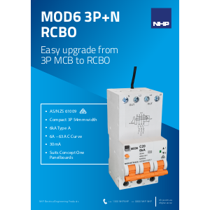 NHP MOD6 Residual Current Device - Short body w/ Overcurrent 6kA 20A ...