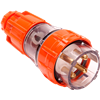 NHP ISO Plug - Straight, 4 Round Pins, 40A 500V AC, Electric Orange