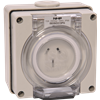 NHP ISO Socket Outlet, 3 Flat Pins 15A 250V AC, w/ Base, Grey